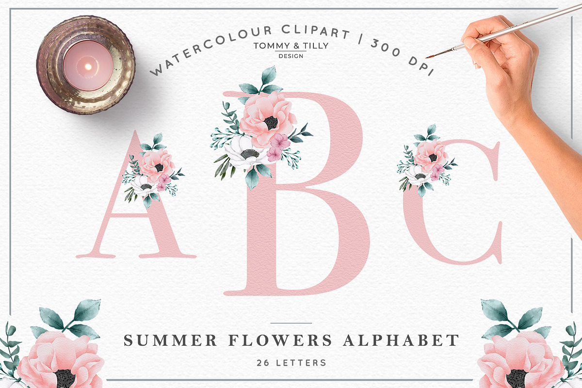Summer Flowers Alphabet PNG, an Illustration by Tommy & Tilly Design