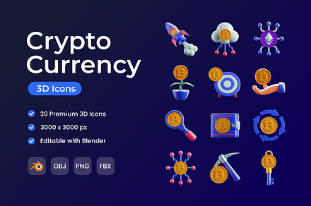 Digital Currency 3D Icon Set | 3D Models ~ Creative Market