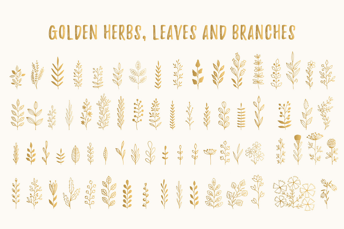 400 Golden Designs Eps & Png, a Decorative Illustration by Anatartan Design