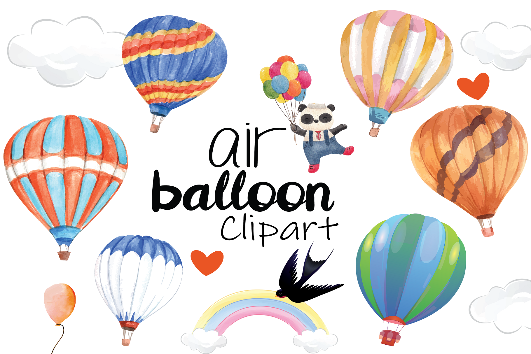 Hot Air Balloon clipart | Creative Market