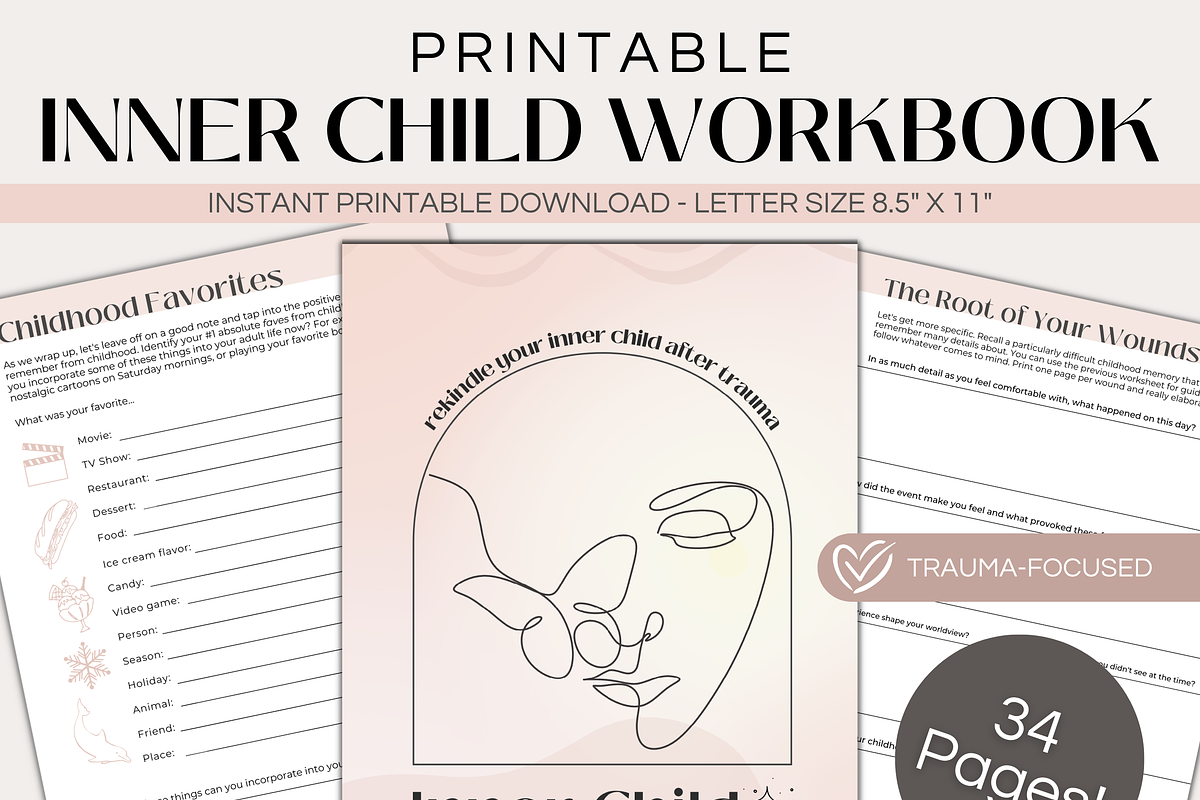 Inner Child Workbook Printable PDF for Reparenting