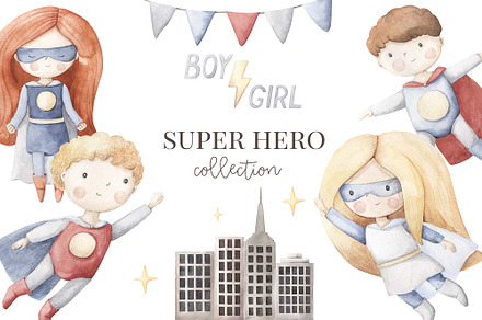 Watercolor Superhero Clipart - Boys | Illustrations ~ Creative Market