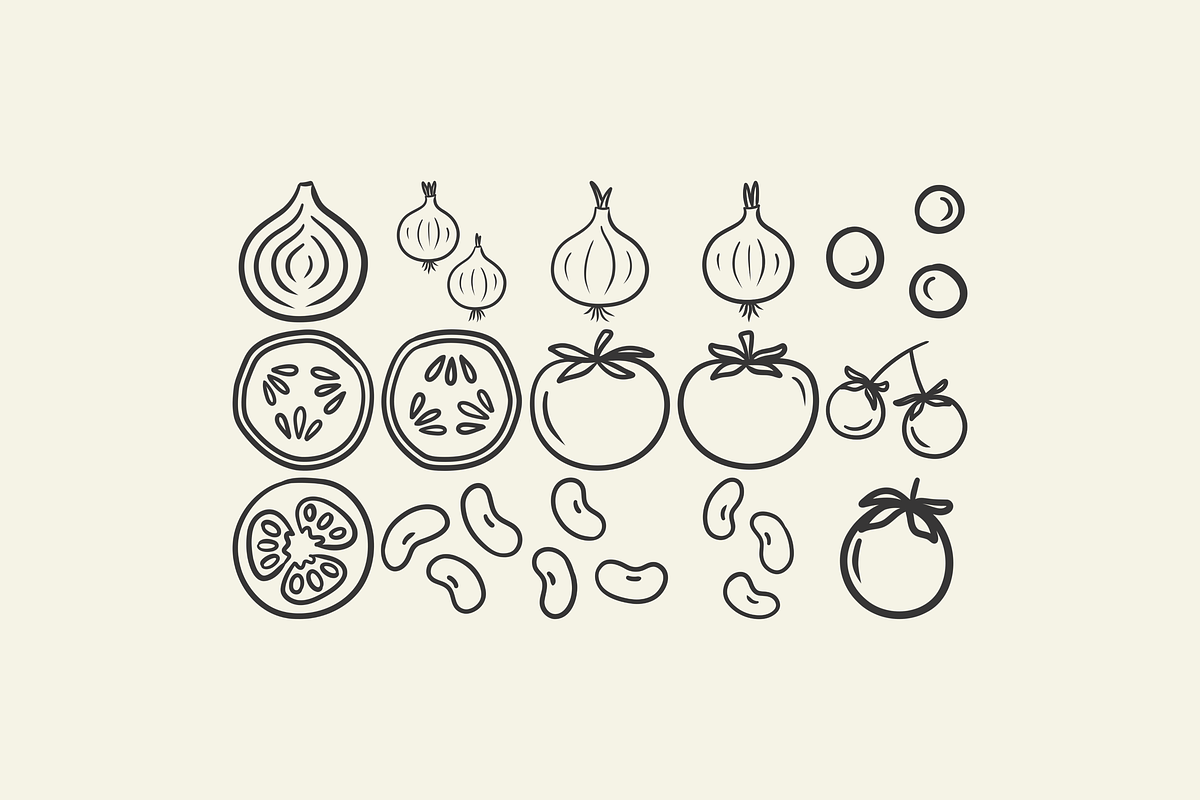 Hand Drawn Vegetable Illustrations, an Illustration by HonestiesPrintS