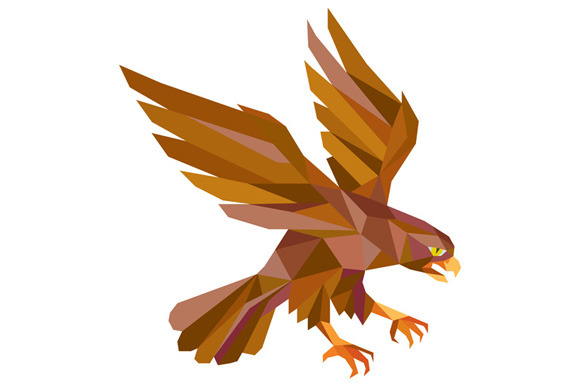Peregrine Falcon Swooping Polygon, an Animal Illustration by patrimonio