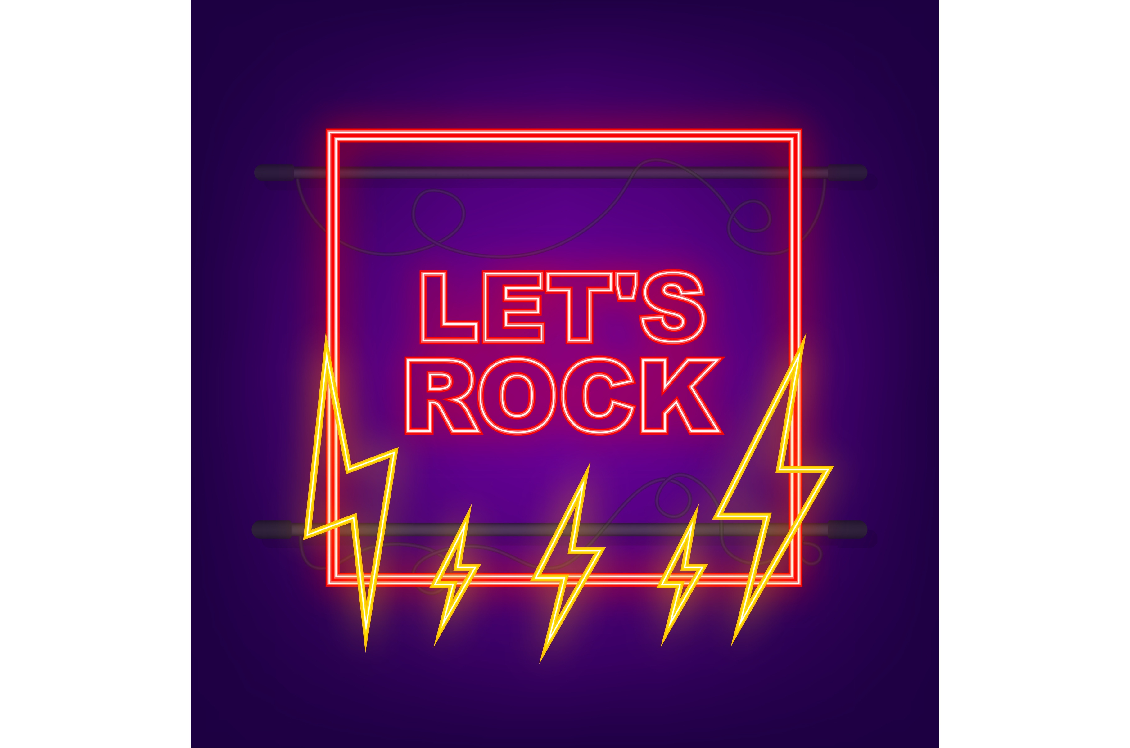 Let s Rock neon sign. Vector, a Texture Graphic by DG-Market