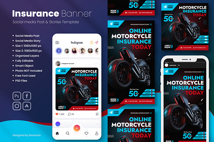 Insurance Social Media Template, a Social Media Template by Boostock
