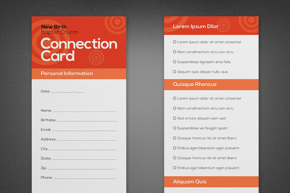 Core Church Connection Card Template, a Card Template by loswl