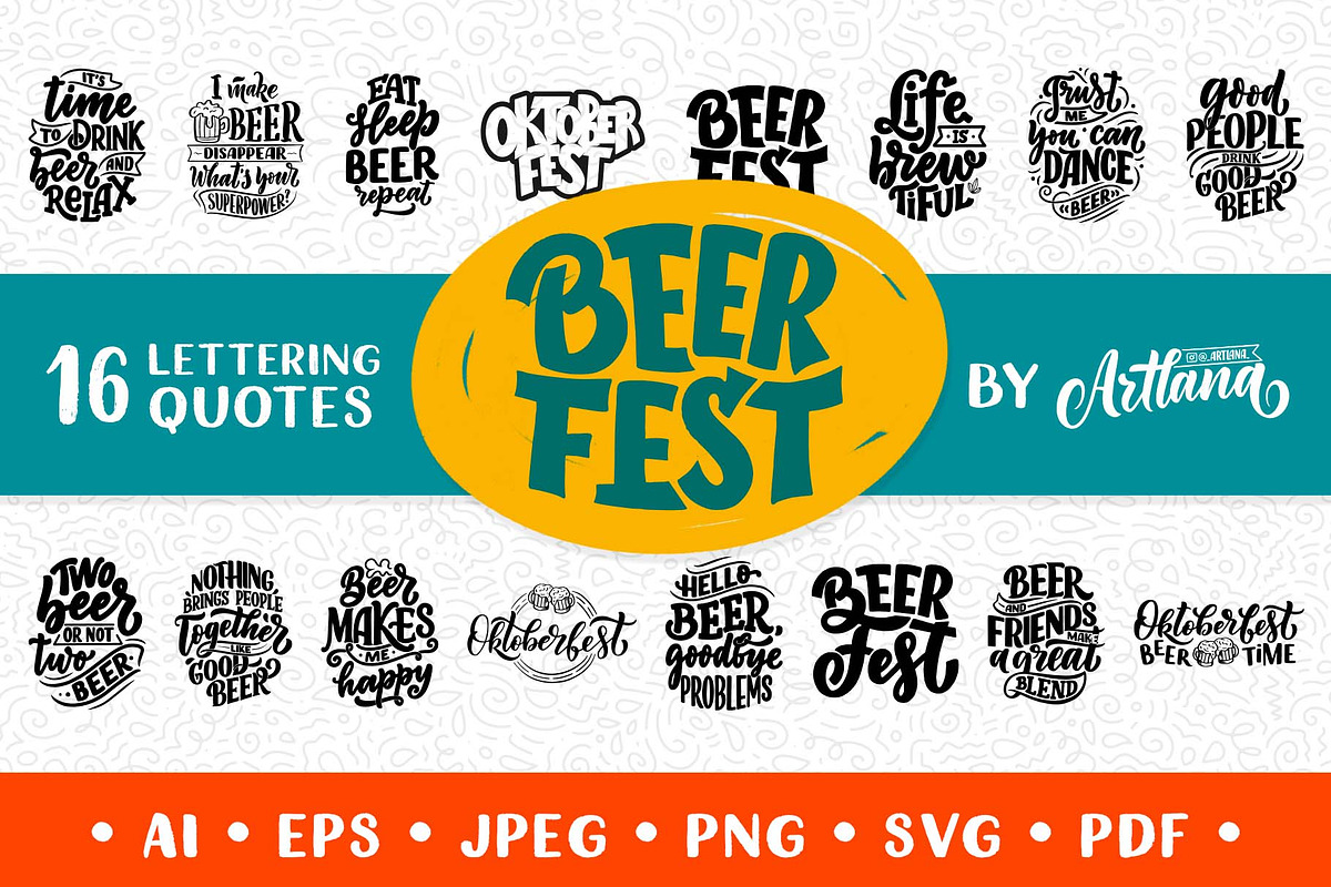 Beer Fest Lettering Quotes, a Decorative Illustration by Artlana