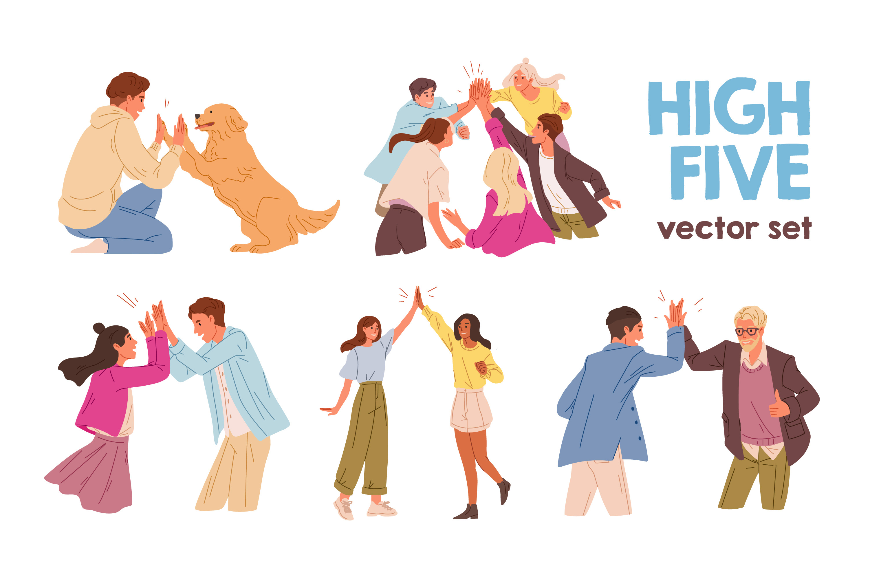 People giving high five, a Person Illustration by Good Studio