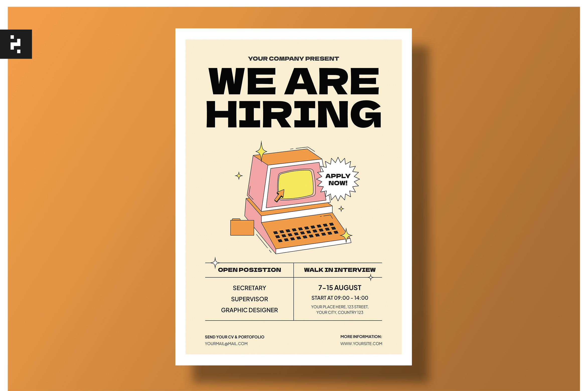 Retro Hiring Flyer, a Flyer Template by Neermana