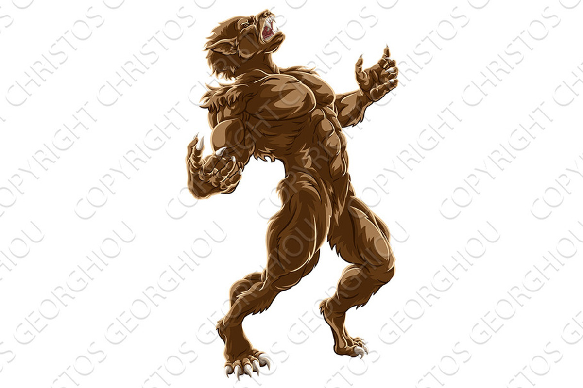 Howling Werewolf Monster, an Animal Illustration by Christos Georghiou