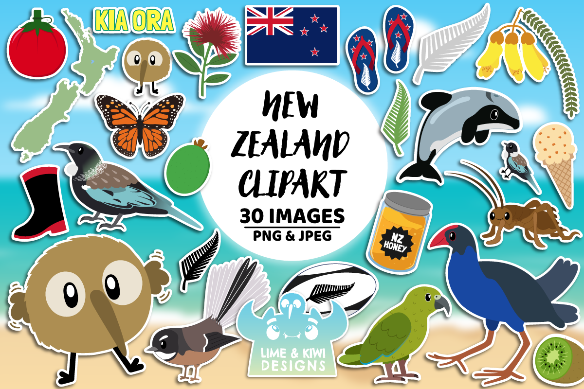 New Zealand Kiwiana Clipart, a Decorative Illustration by Lime & Kiwi ...