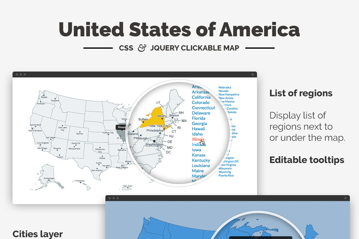 United States - clickable map, a Templates & Theme by Popardowski ...