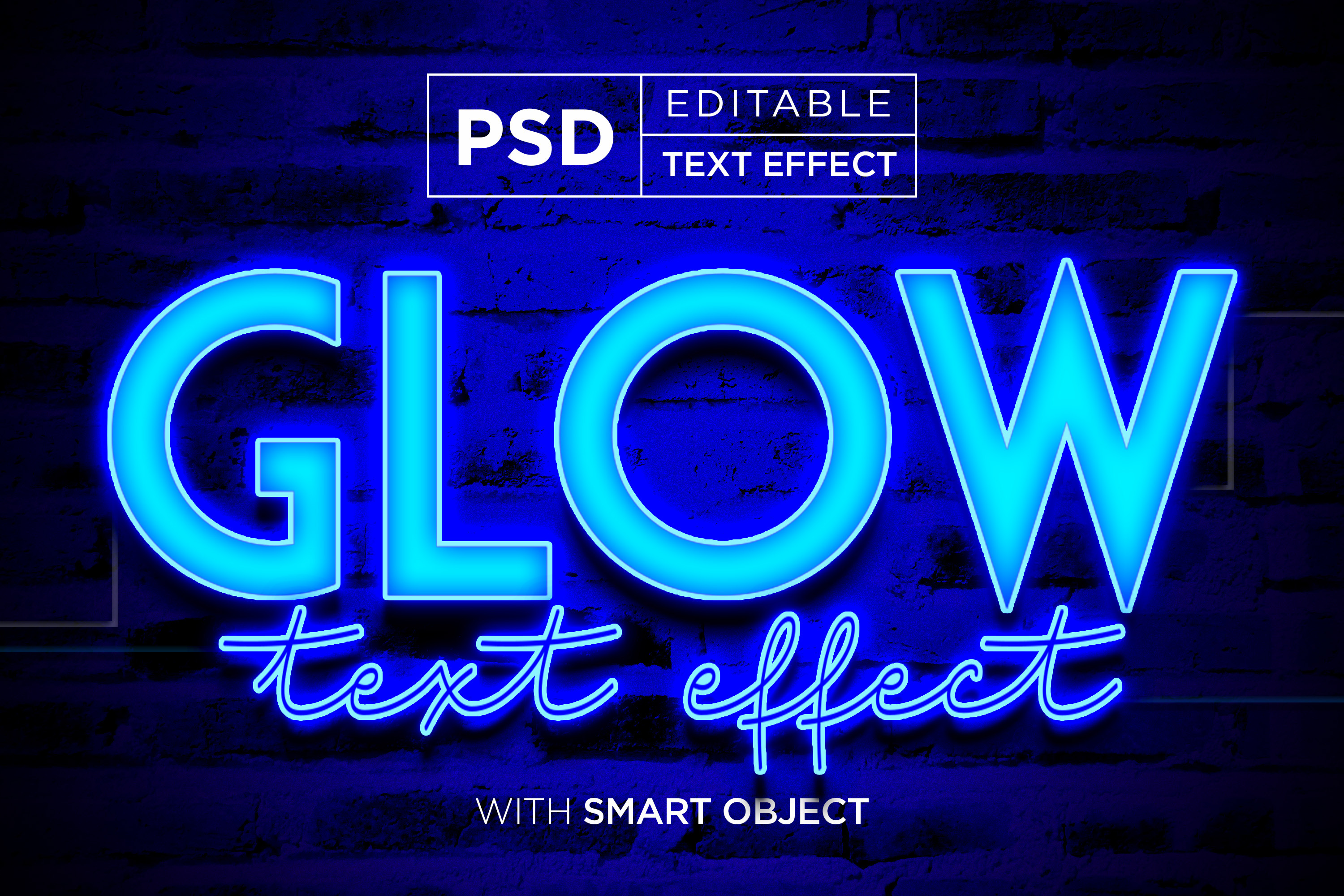 neon text style effect with blue color