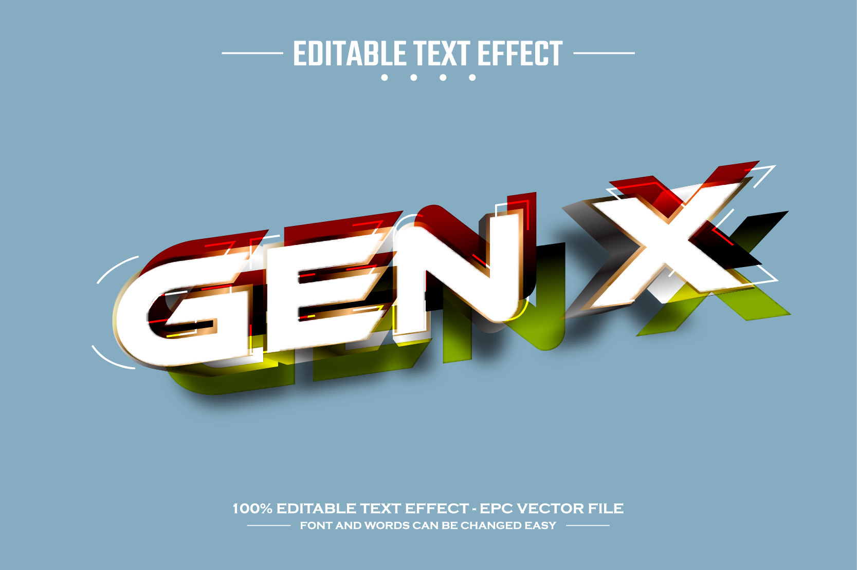 Gen X 3D editable text effect template