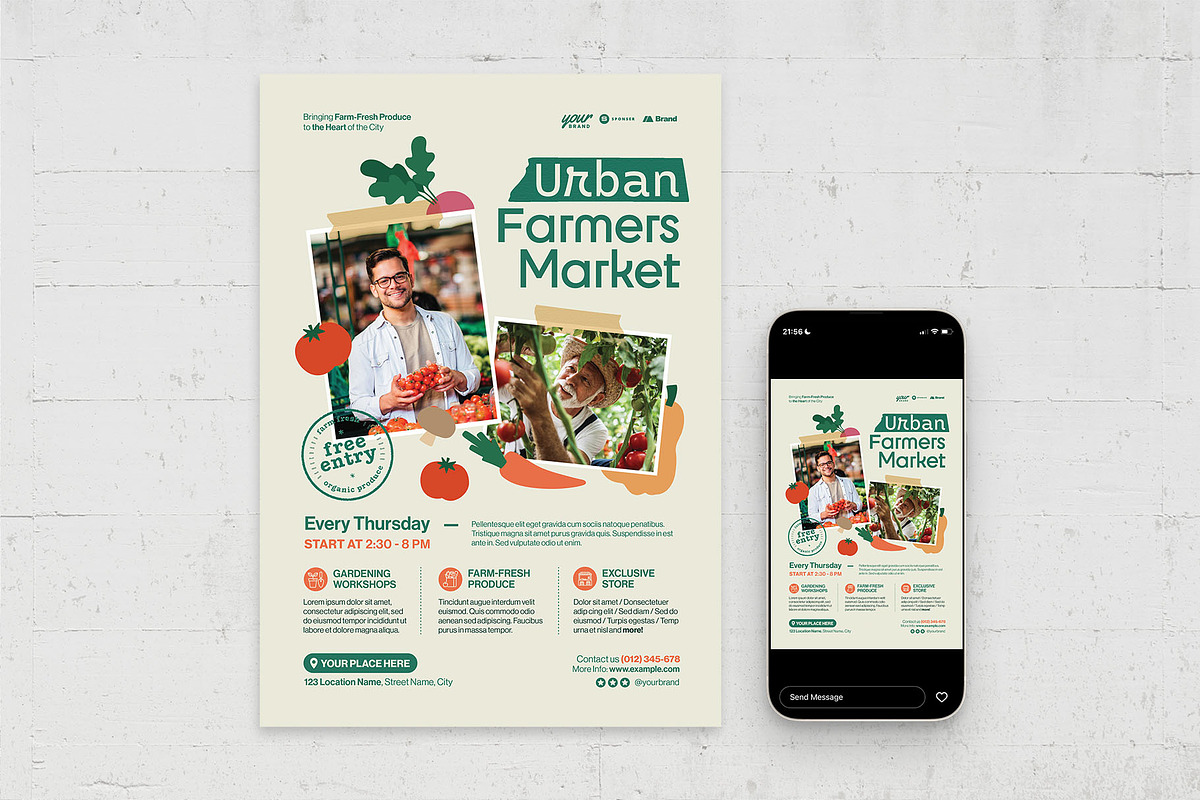 Modern Farmers Market Flyer Template, a Flyer Template by BrandPacks ...