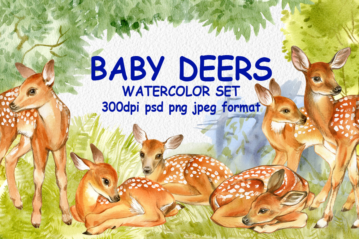 Watercolor baby deer clipart, an Object Graphic by ViktoriArt