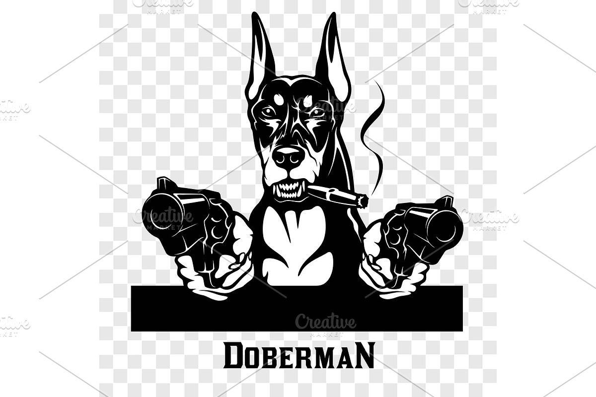 Doberman with guns - Doberman, an Illustration by Digital-Clipart ...