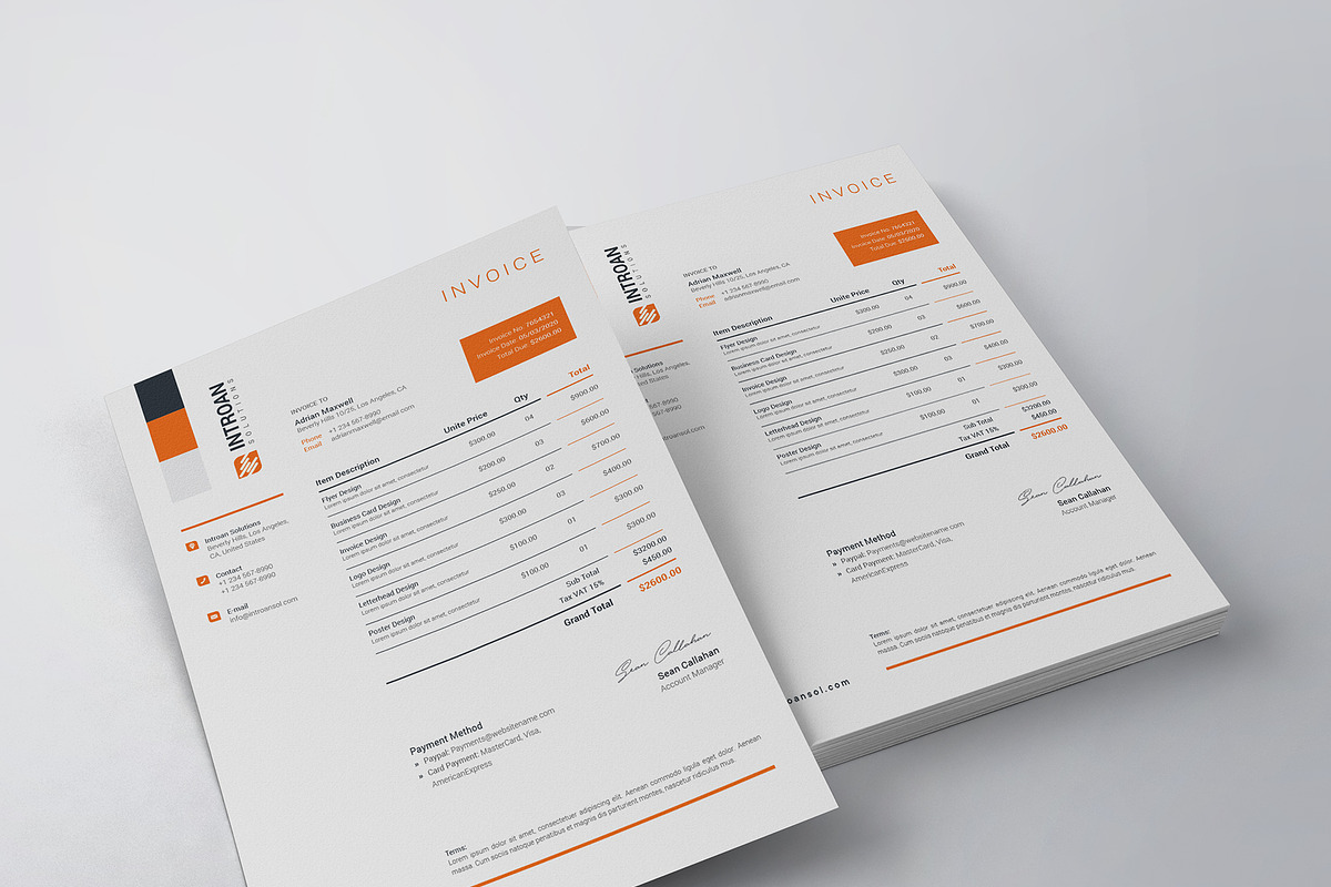 Modern Invoice Template, a Templates & Theme by theresumepark