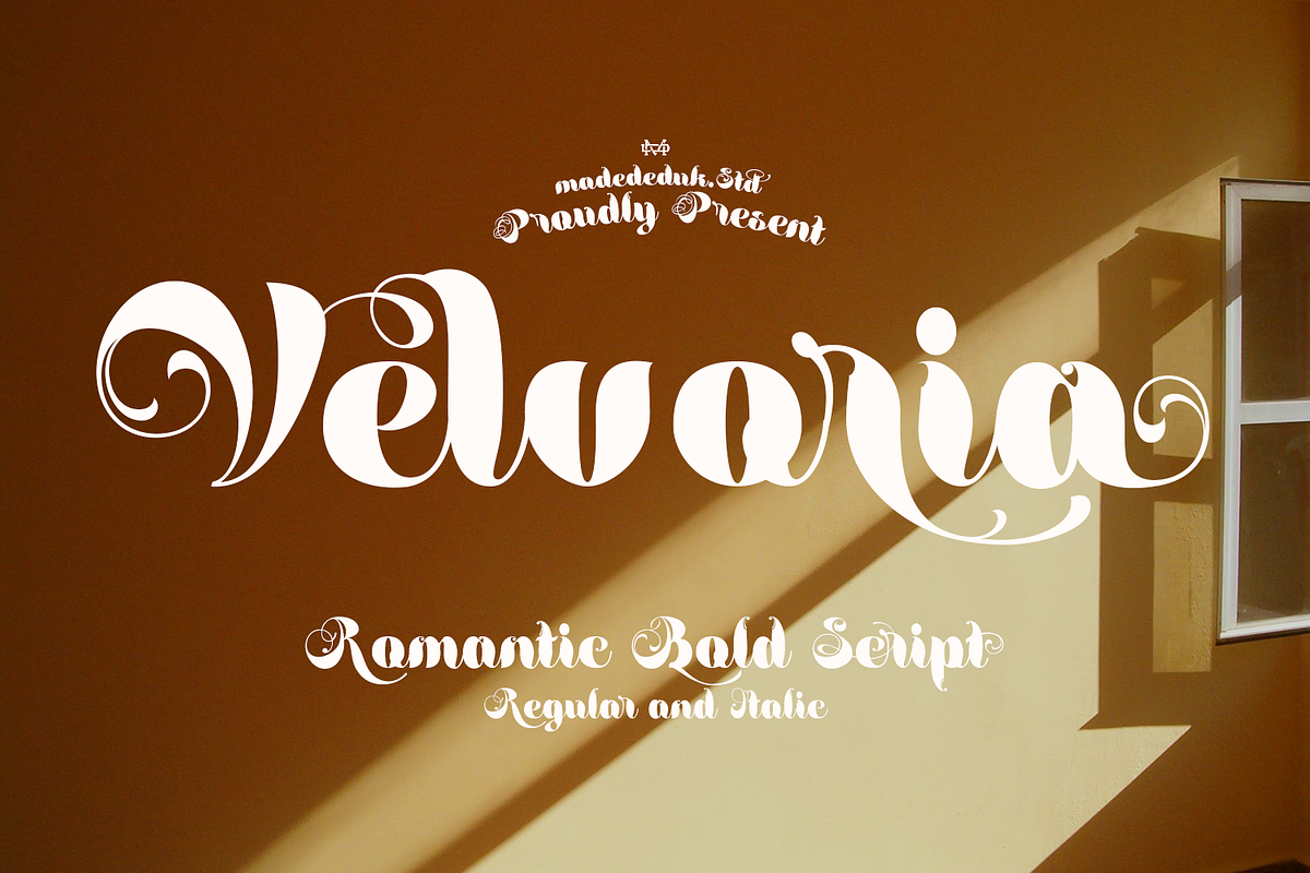 Velvoria Script, a Script Font by madeDeduk