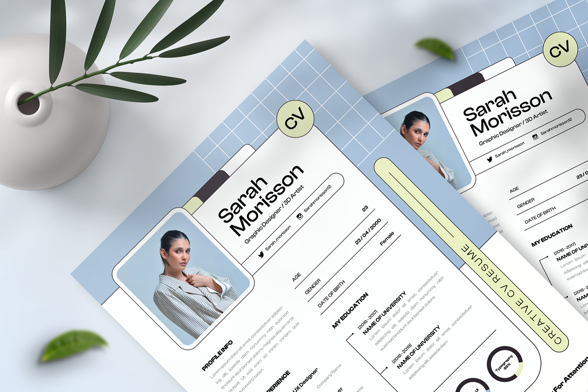 Pop Graphic Designer CV Resume, a Resume Template by SquidPixey