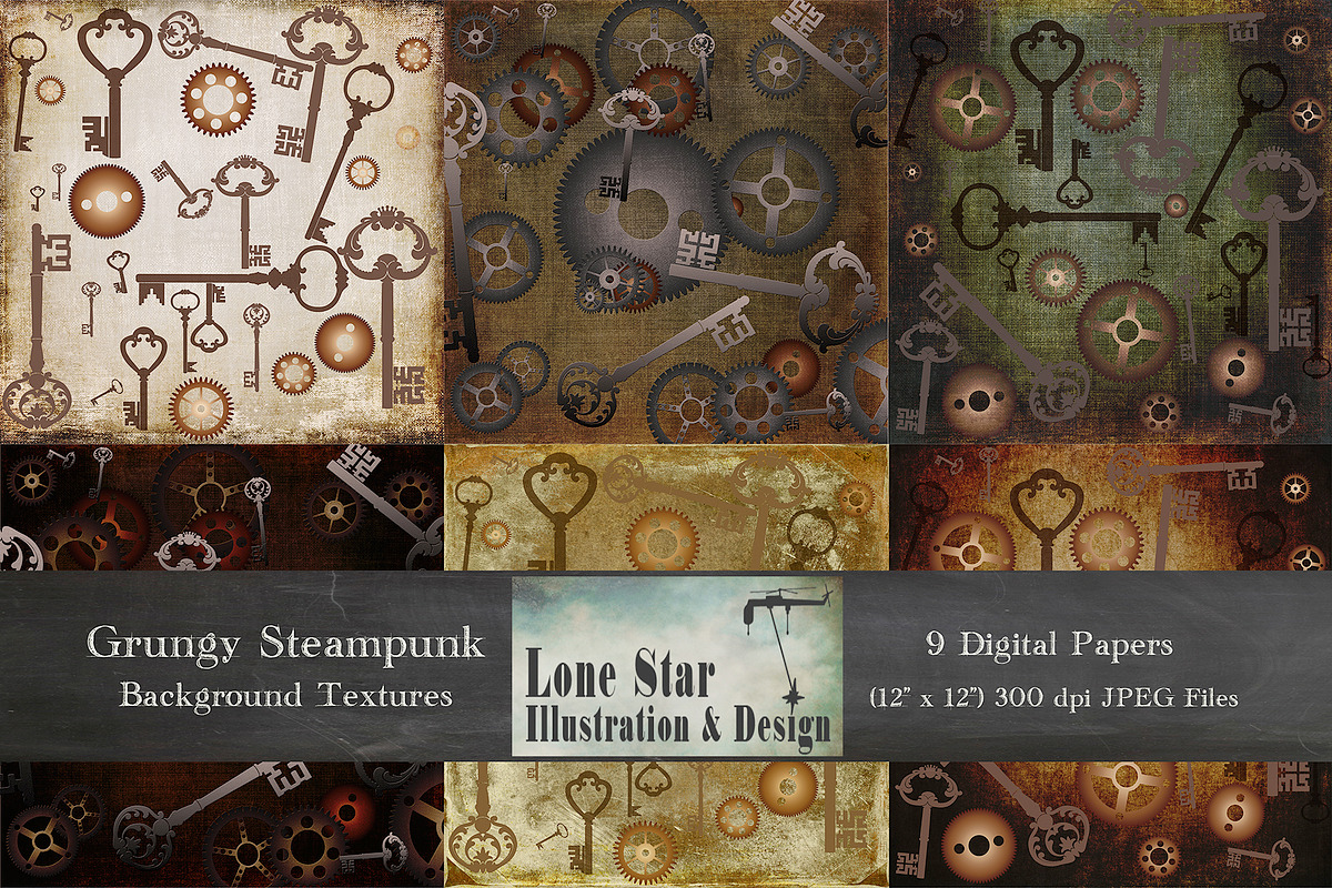 Grungy Steampunk Background Textures, a Texture Graphic by Lone Star I&D