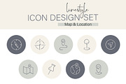Icon Design Set Map Location, an Outline Icon by pepulousdsg
