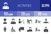 50 Activities Glyph Icons, an Outline Icon by IconBunny