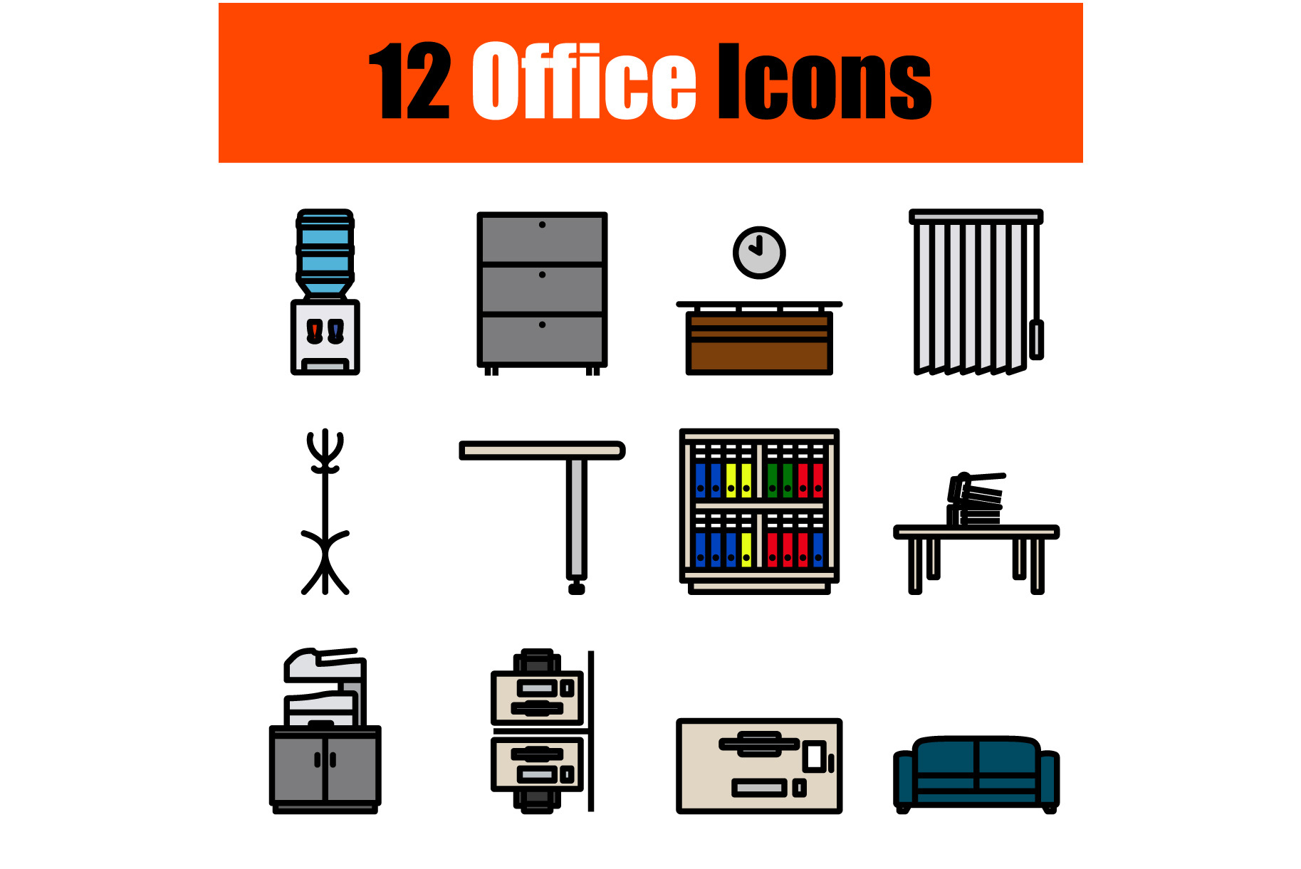 Office Icon Set, an Outline Icon by Pavel Vectors