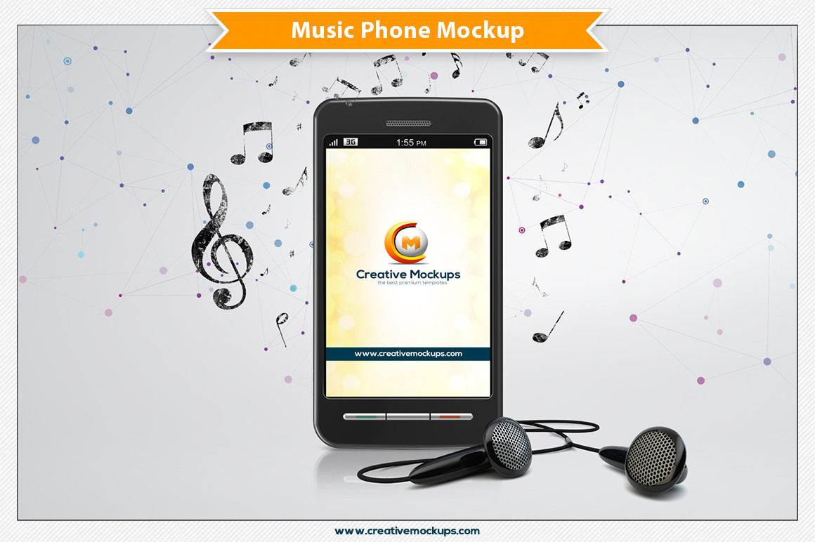 Cell Phone Music Mockup, a Device Mockup by Plus Media