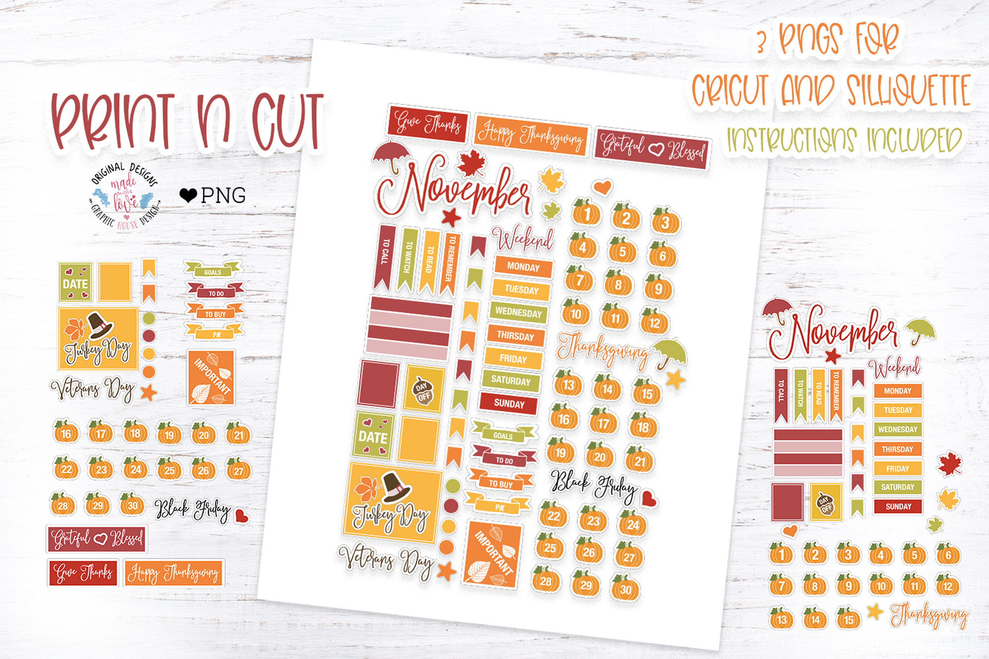 November Planner Stickers Set | Illustrations ~ Creative Market