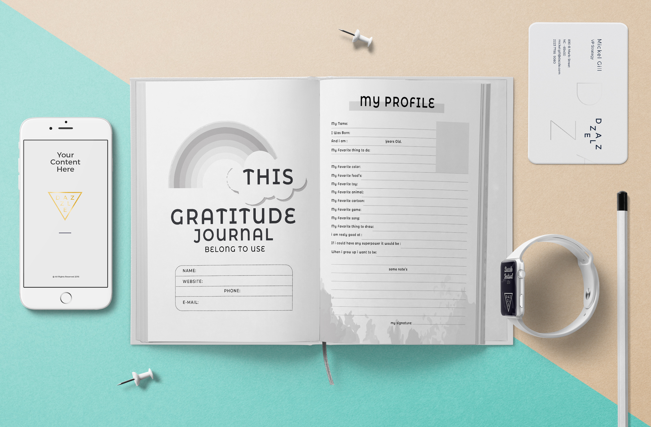 Gratitude Journal for Kids, a Stationery Template by obayes