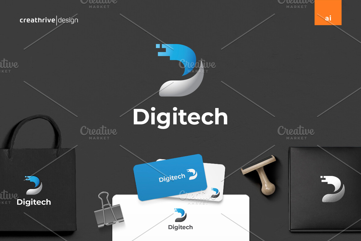 Digitech Logo, a Branding & Logo Template by Creathrive Design