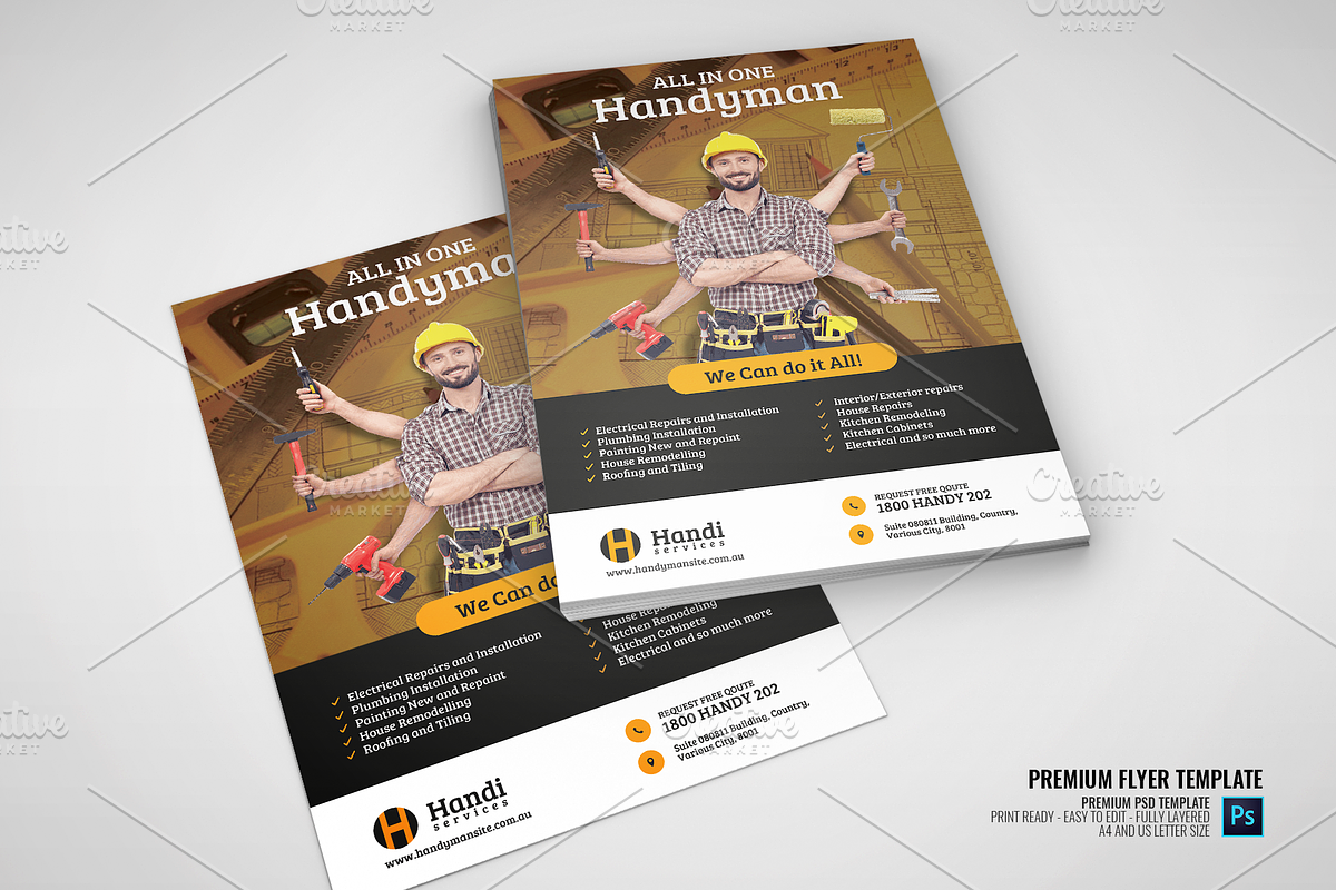 Handyman Promotional Flyer, a Flyer Template by PSDPixel