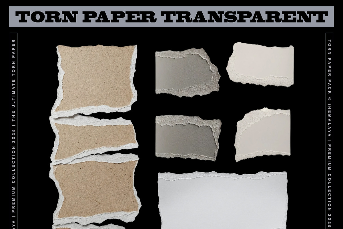 Ripped Torn Paper Set PNG, a Texture Graphic by iHemalaya