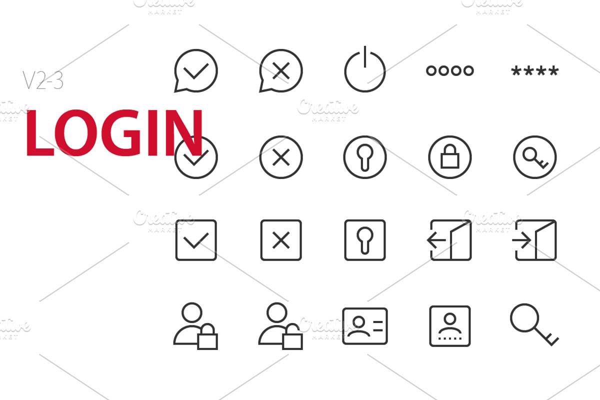 60 Login UI icons, an Outline Icon by Palau