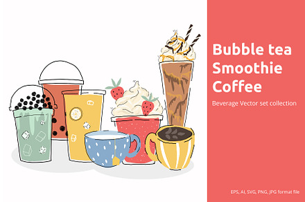 Bubble tea vector set