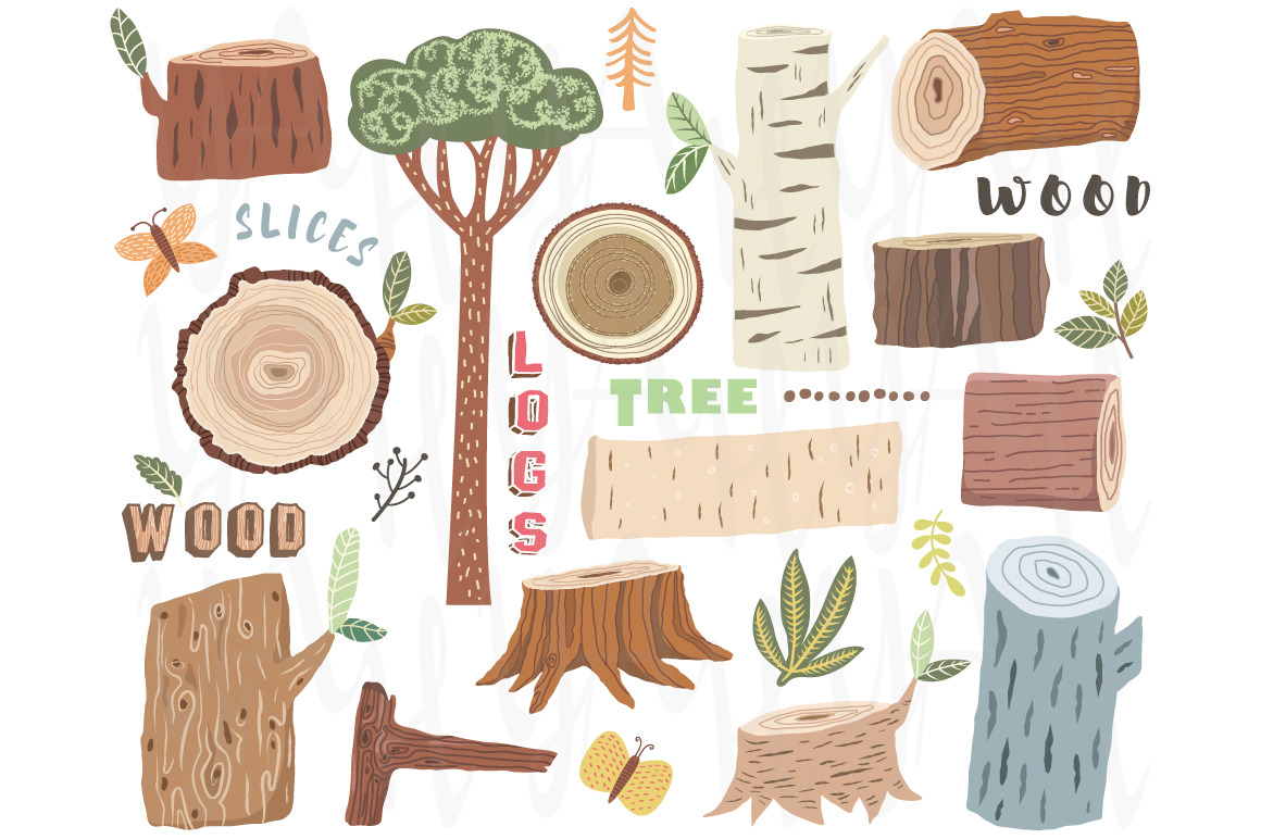 Nature Wooden Elements Collection, a Decorative Illustration by YenzArtHaut