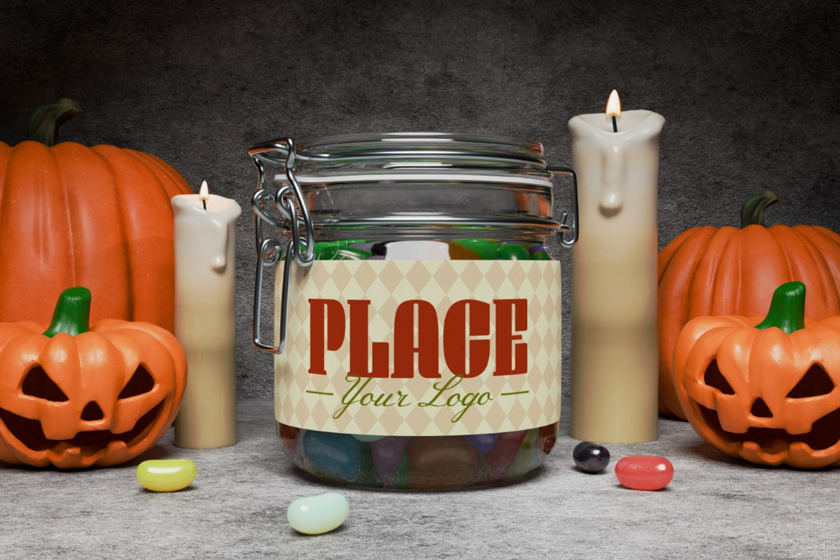 Halloween Candy Jar Mockup, a Packaging Mockup by graphicook