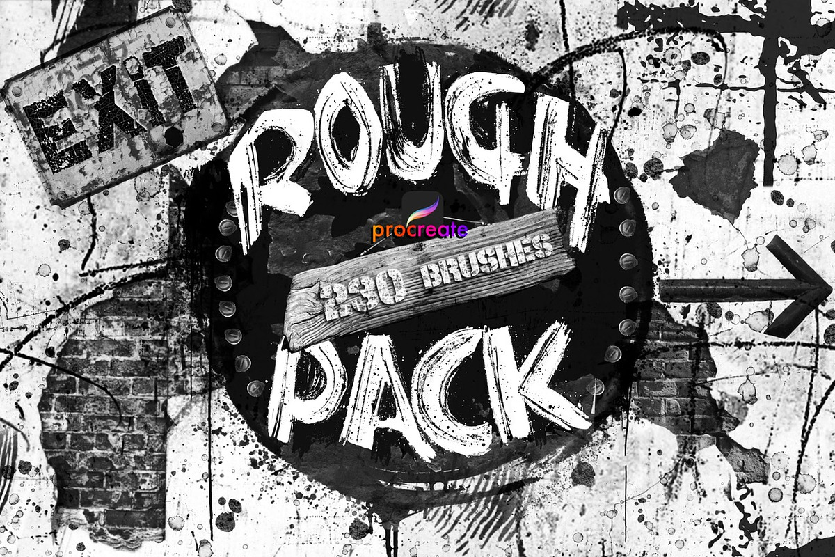 230 Rough Brushes for Procreate., a Brush Add-On by TheWhiteCatLab ...