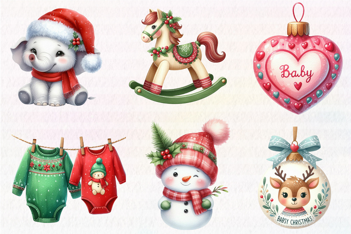 Babys 1st Christmas Festive Clipart, an Illustration by CreationArt