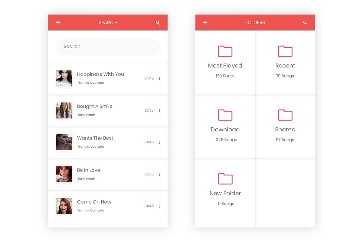 Music Player Adobe XD App, an UI Kit Template by themelove