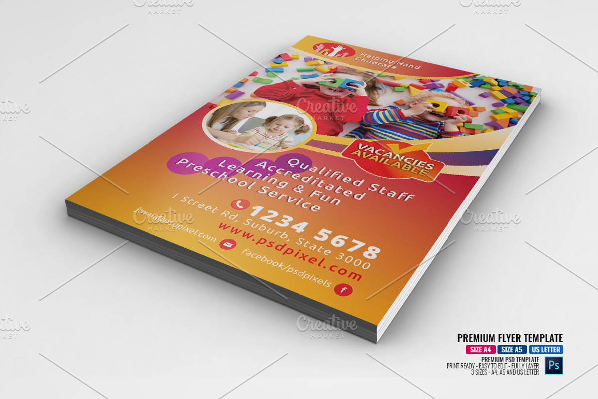 Child Care Center Flyer, a Flyer Template by PSDPixel