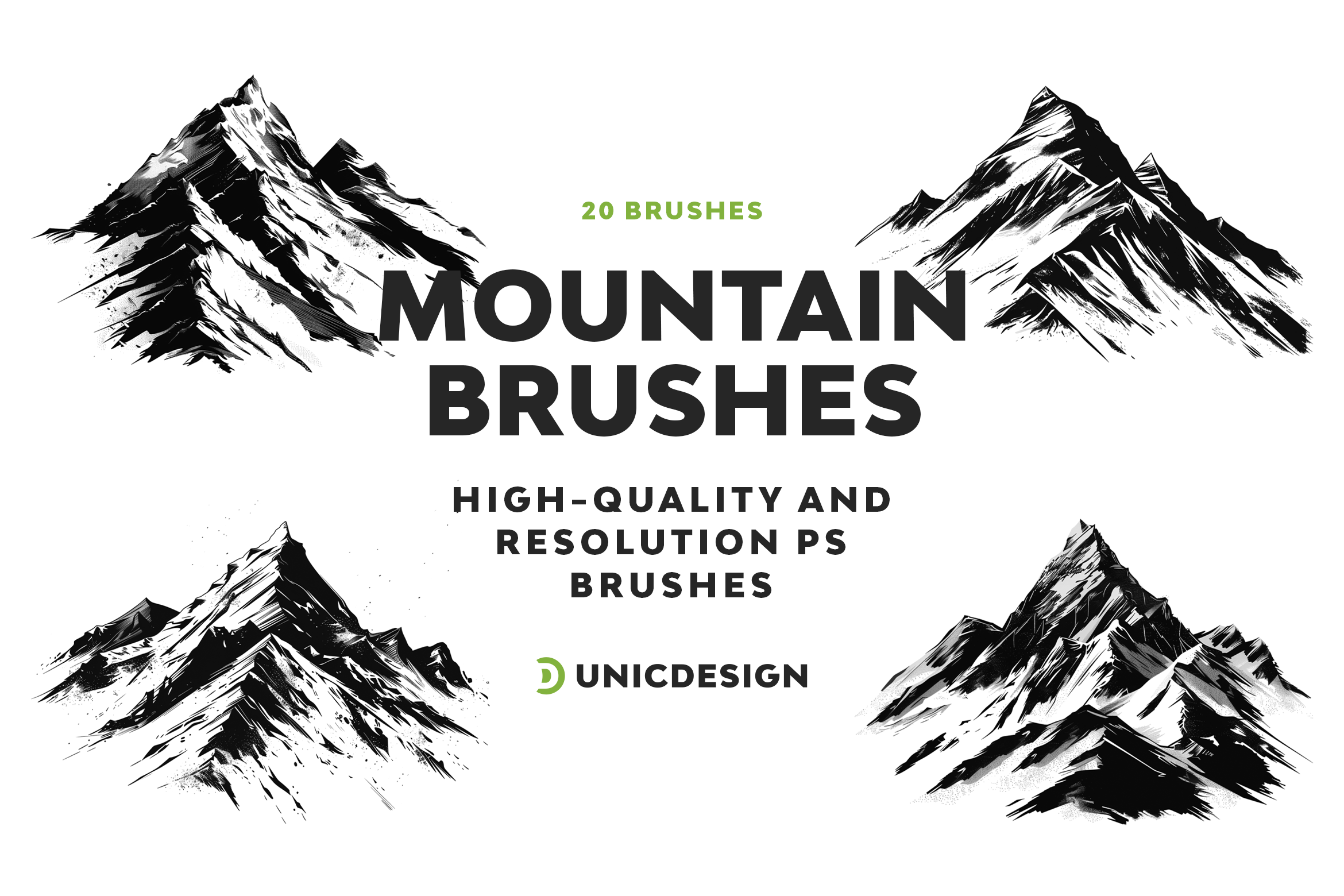 Mountain Photoshop Brushes, a Brush Add-On by UnicDesign