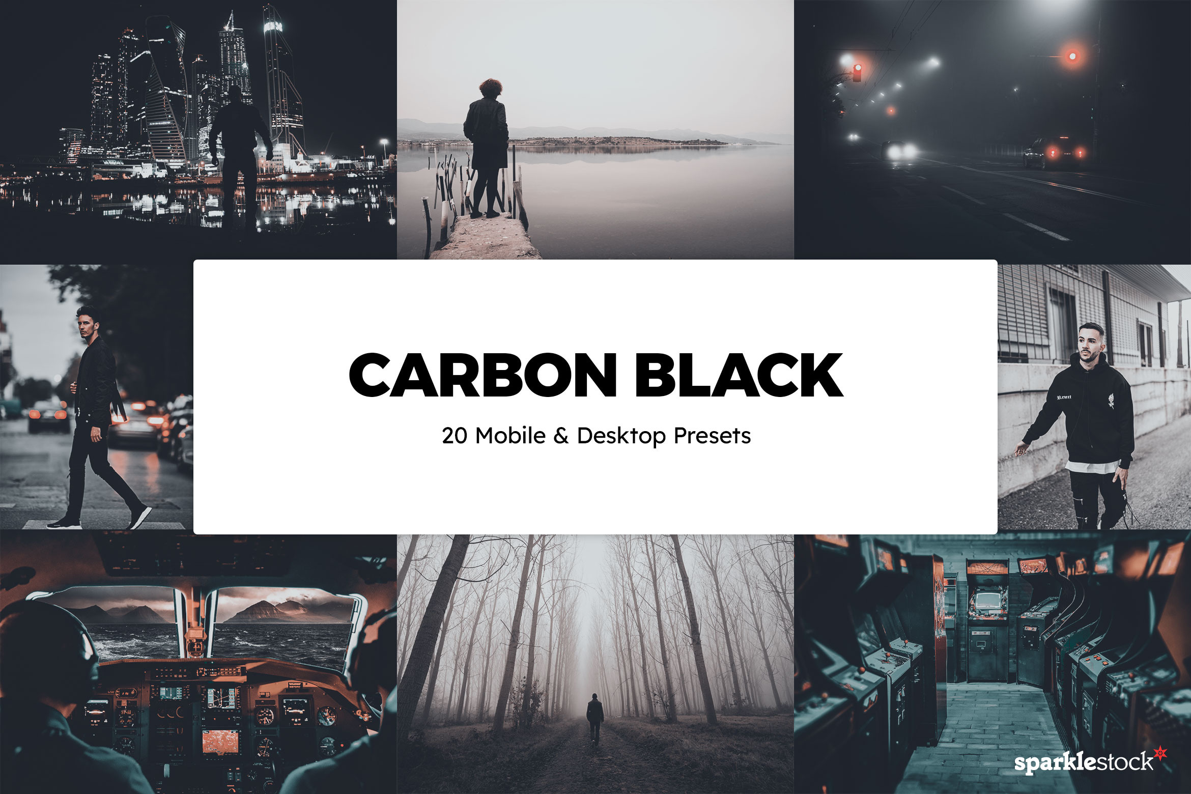 20 Carbon Black Lightroom Presets, a Preset Add-On by SparkleStock