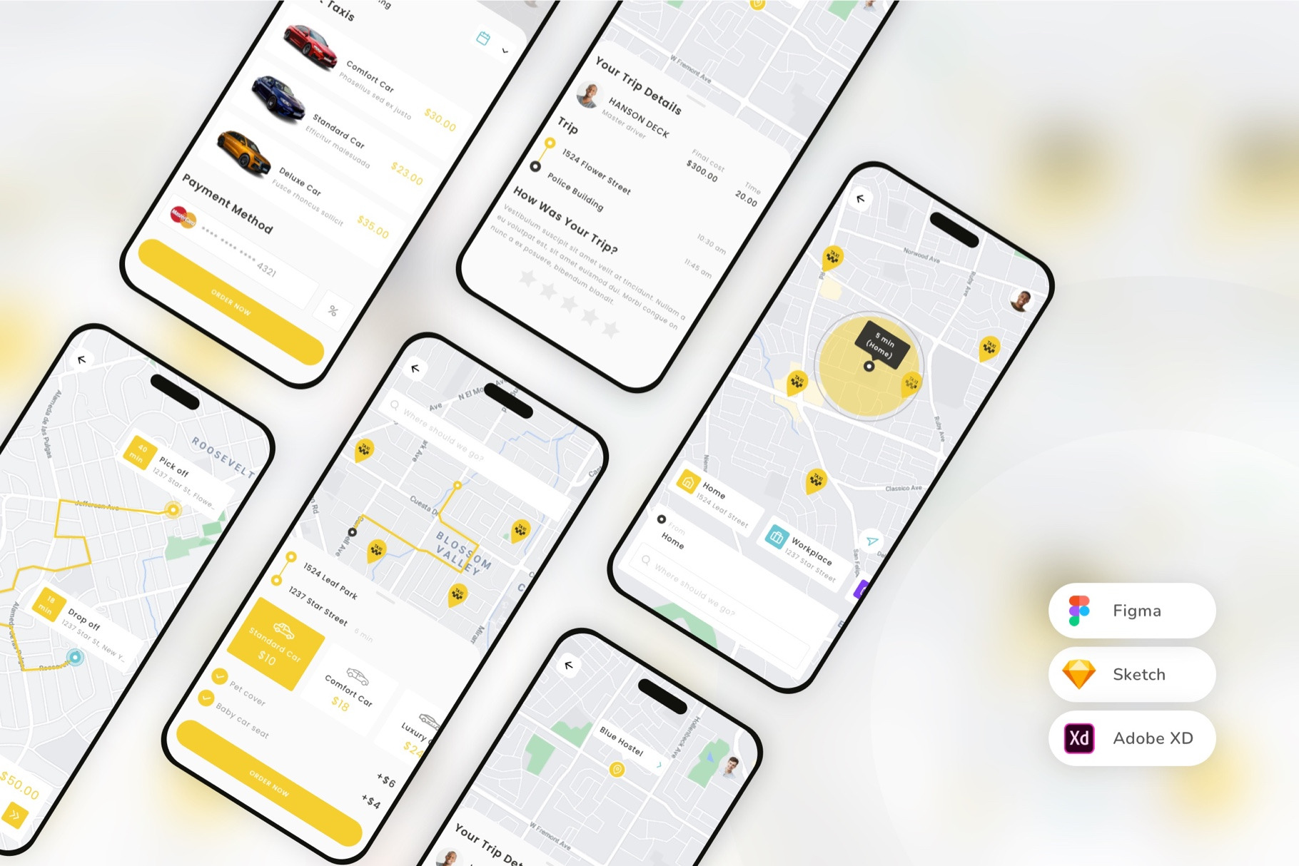 Taxi Booking Mobile App UI Kit, an UI Kit Template by uicube