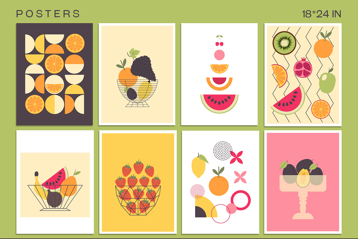 Geometric Retro Fruit Poster creator