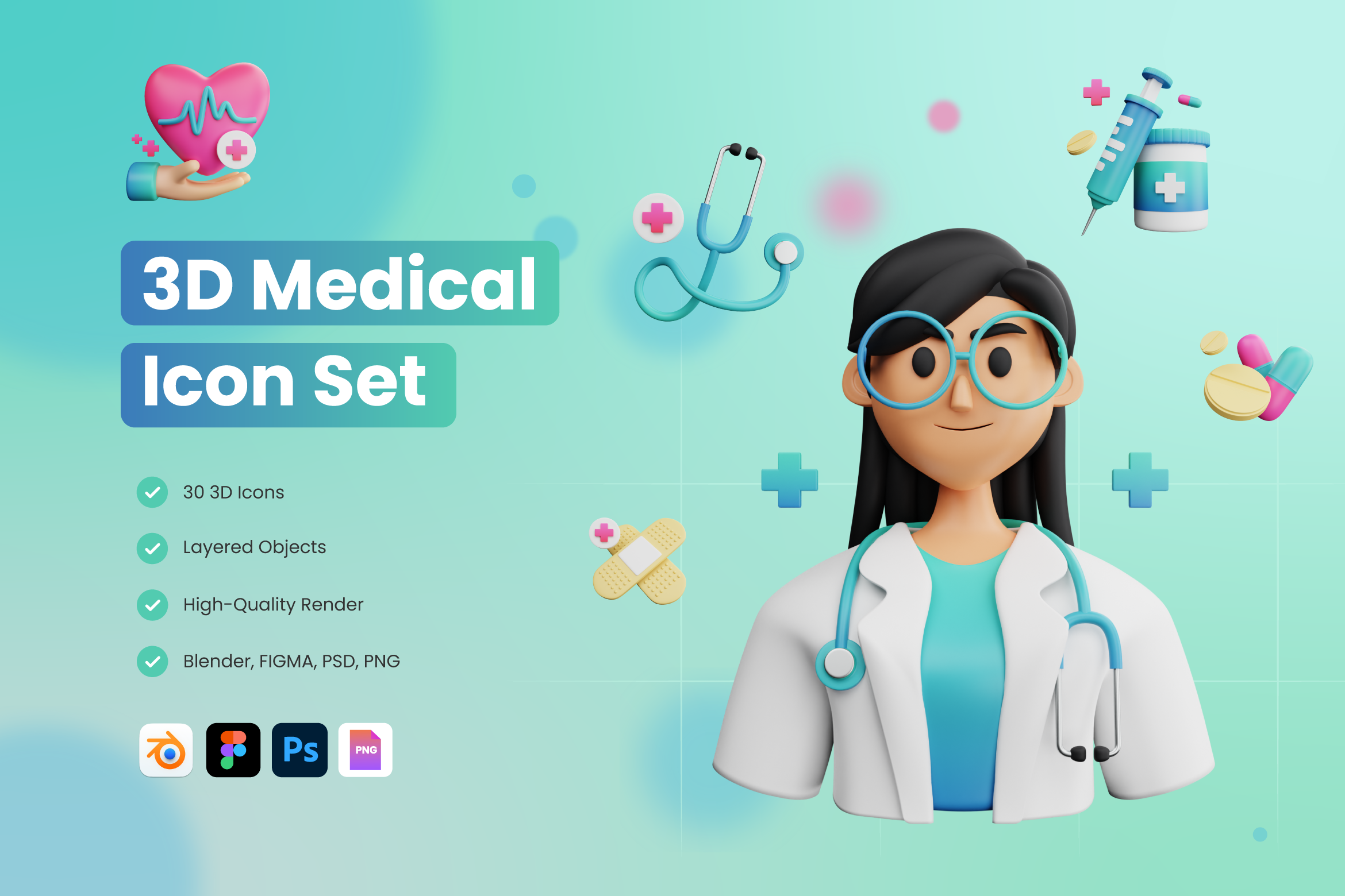 3D Medical Icons, an Object 3D Model by Flat Icons