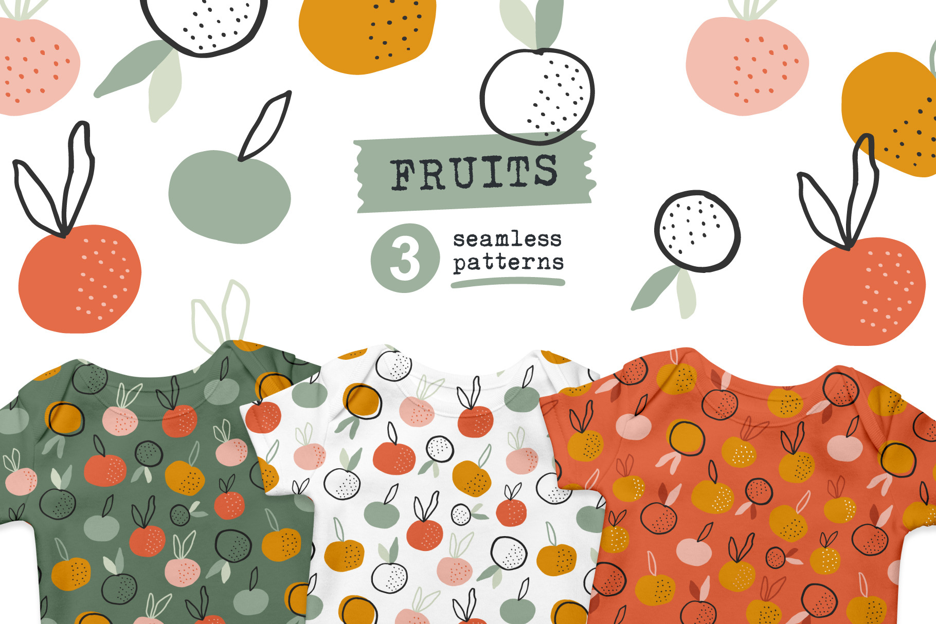 Fruits, a Pattern Graphic by Olena Kuznietsova
