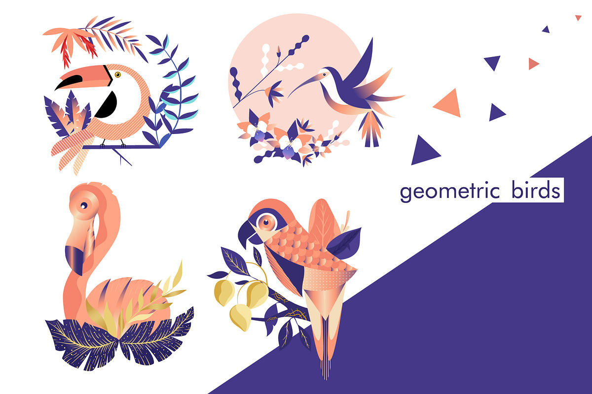 Geometric animals and birds, an Animal Illustration by TashaDraw